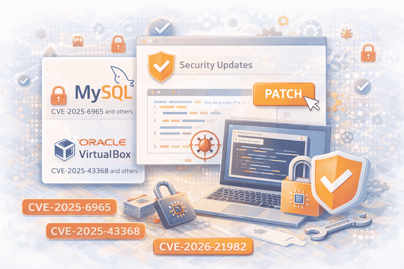 MySQLやVirtualBoxなど脆弱性の修正を公開(CVE-2025-6965,CVE-2025-43368,CVE-2026-21982)|セキュリティニュースのセキュリティ対策Lab