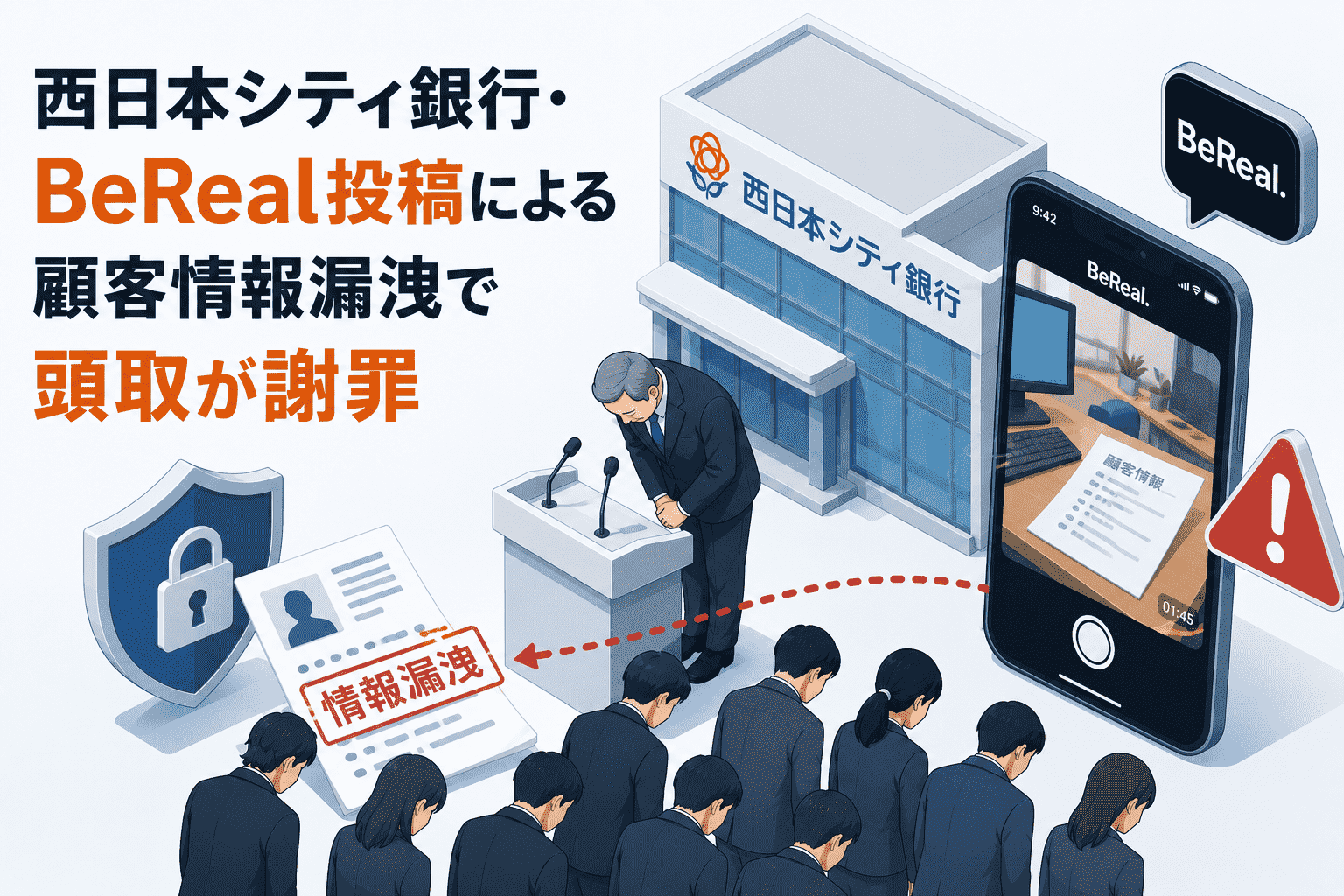 西日本シティ銀行・BeReal投稿による顧客の個人情報漏洩で頭取が謝罪|セキュリティニュースのセキュリティ対策Lab