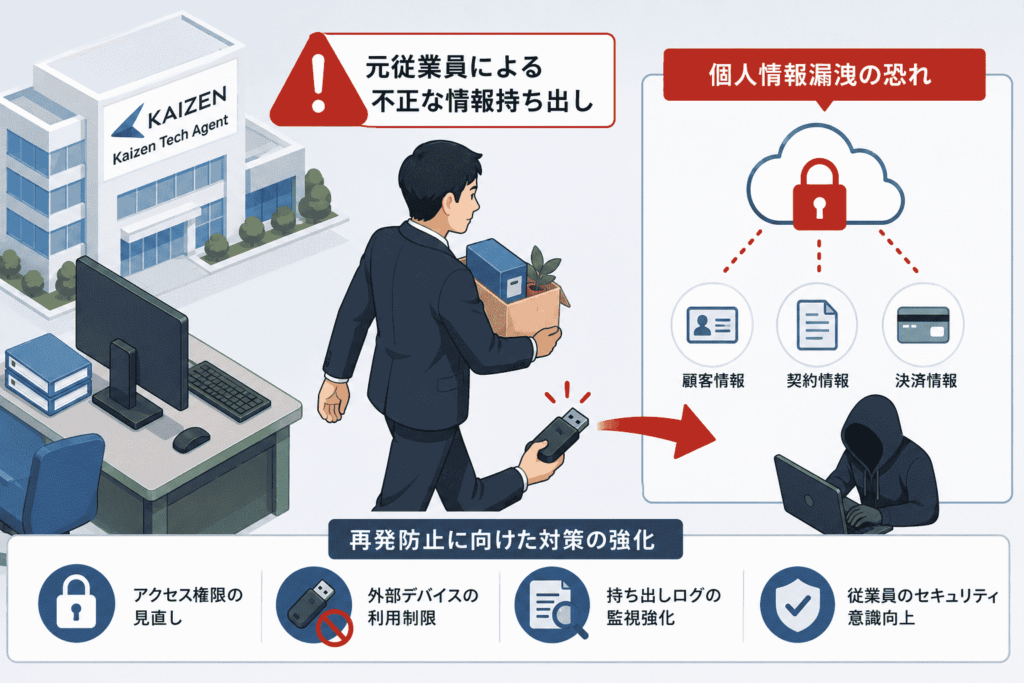 Kaizen Tech Agentが元従業員による不正な情報持ち出しで個人情報漏洩の恐れ|セキュリティニュースのセキュリティ対策Lab